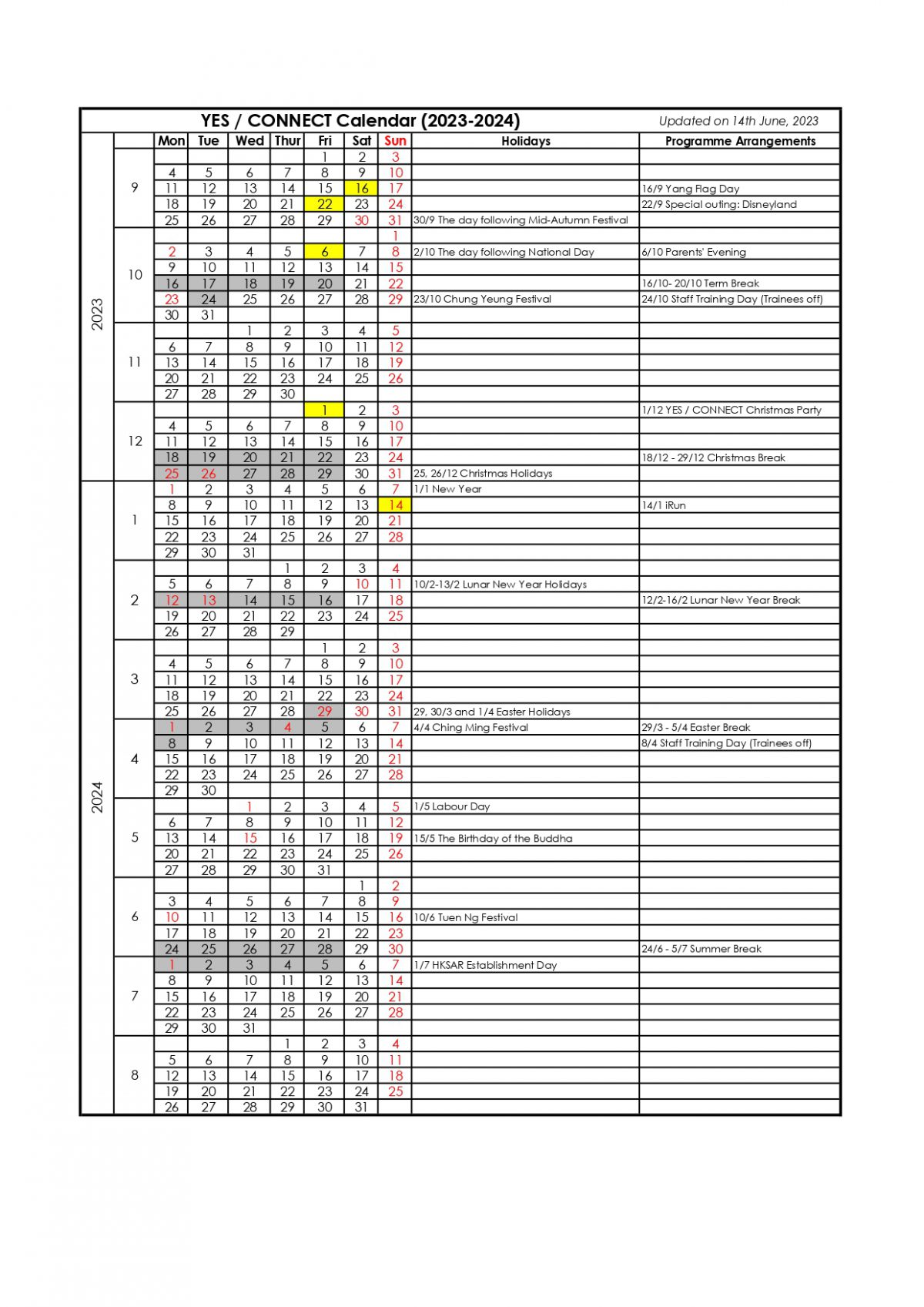 CALENDARS AND FORMS - Connect